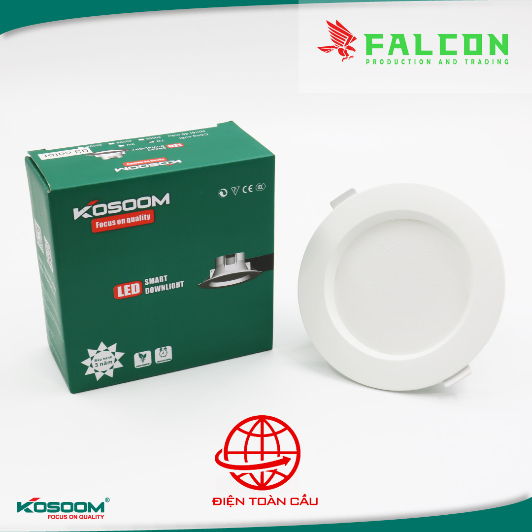 Đèn Led Âm Trần Smart 3 Màu Kosoom 7W - Điện Toàn Cầu